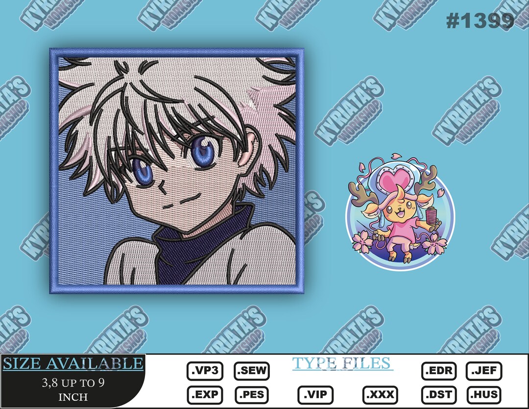 Killua Blue Inspired Embroidery Design, Killua Blue Sewing Pattern, Hxh ...