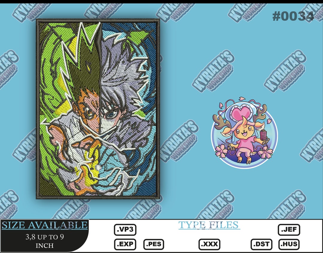 Gon X Killua Inspired Embroidery Design, Gon X Killua Sewing Pattern ...