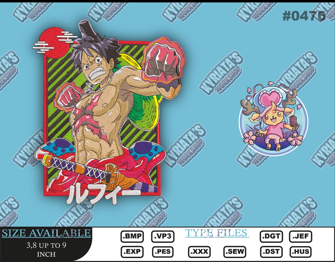 Monkey D Luffy Inspired Embroidery Design, Monkey D Luffy Sewing ...