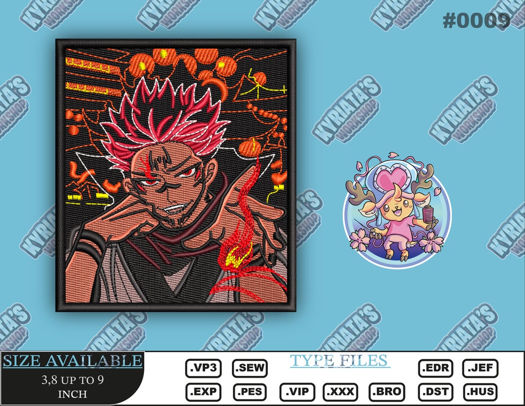 Sukuna Inspired Embroidery Design, Sukuna Sewing Pattern, JJK Design ...