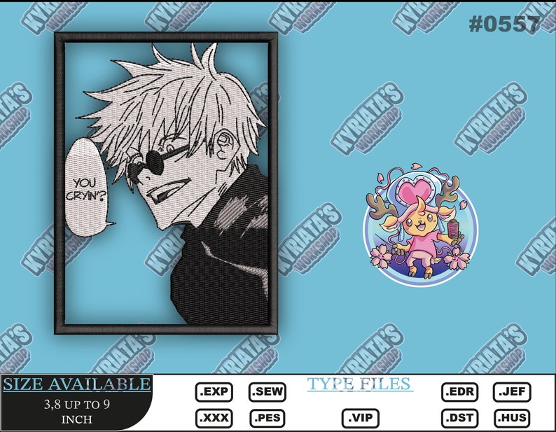 Satoru Gojo Inspired Embroidery Design, Satoru Gojo Sewing Pattern, JJK ...