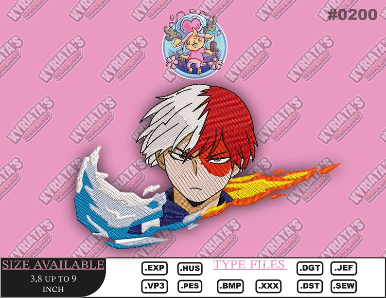 Todoroki Nike Inspired Embroidery Design, Todoroki Nike Sewing Pattern ...