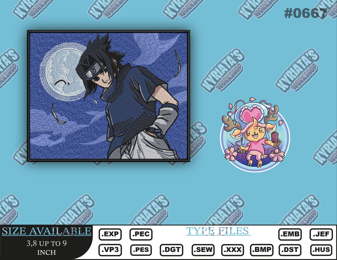 Sasuke Moon Inspired Embroidery Design, Sasuke Moon Sewing Pattern ...