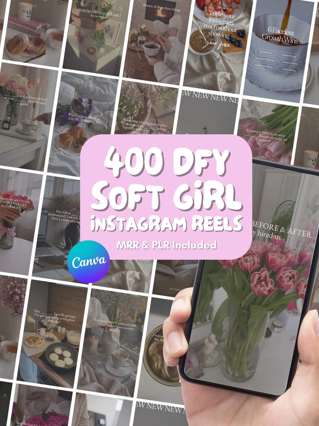 DFY Instagram Reels: Soft Girl Pink Aesthetic Faceless Video Bundle ...