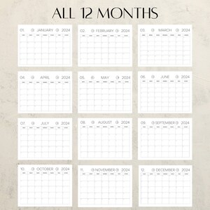 Printable Calendar for 2024, PDF Dated Monthly Calendar, Sunday Start ...