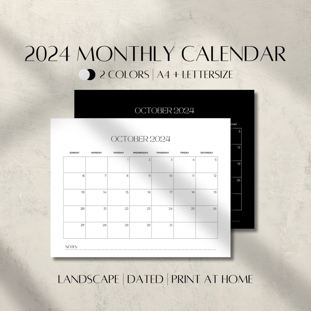 Printable Digital Calendar 2024, PDF Files Dated Monthly Calendar ...