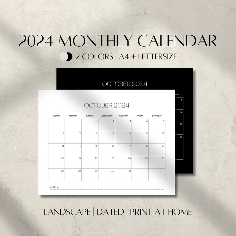 Printable Digital Calendar 2024, PDF Files Dated Monthly Calendar ...