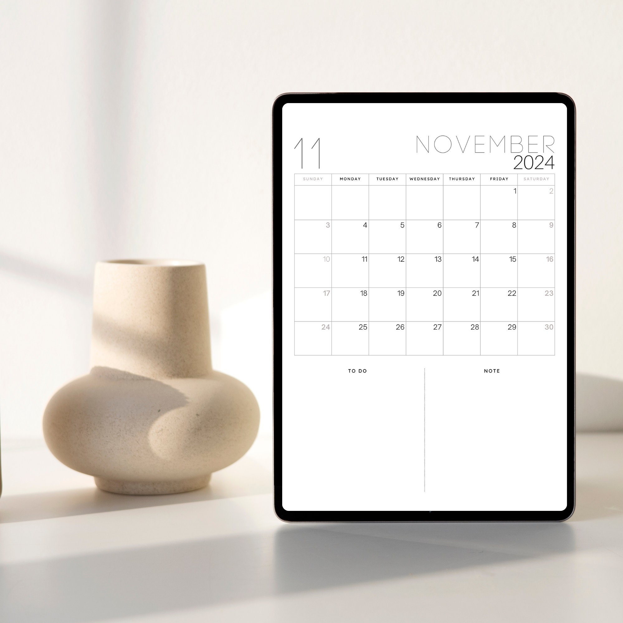 Minimalist Digital Calendar 2024, Printable PDF Dated Monthly Calendar ...