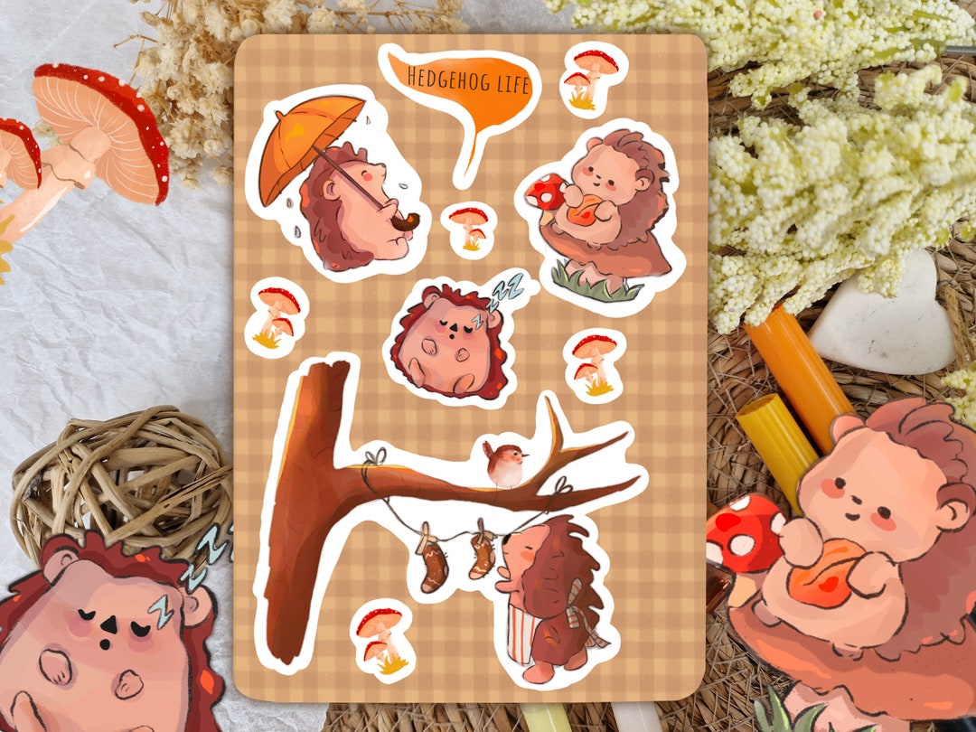 Cute Hedgehog Sticker Sheet Matte & Waterproof, Perfect for Bullet ...