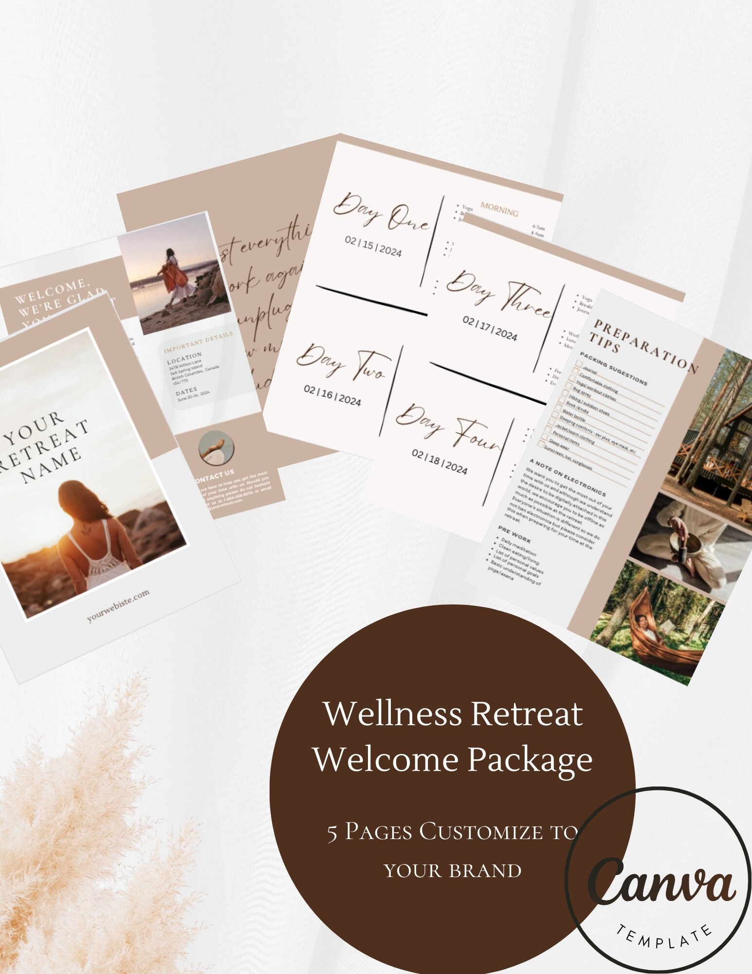 Wellness Retreat Welcome Package | Canva Editable | Printable and ...