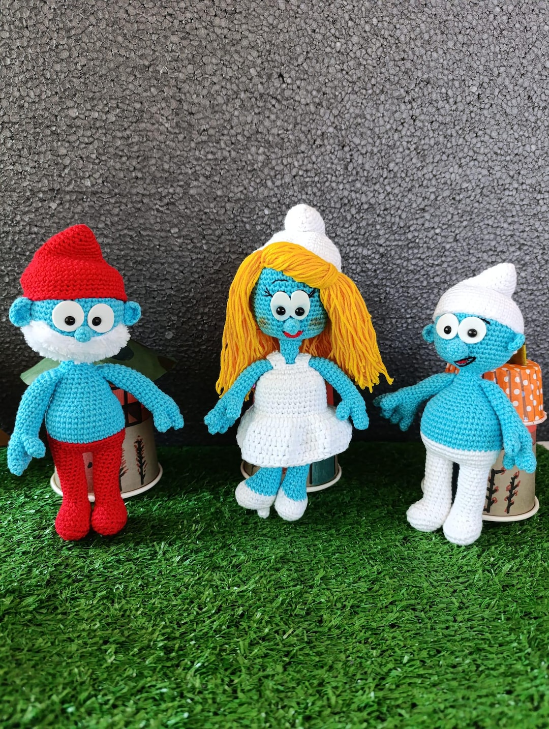 Handmade Amigurumi Smurfs Crochet Dolls – Papa Smurf, Smurfette ...