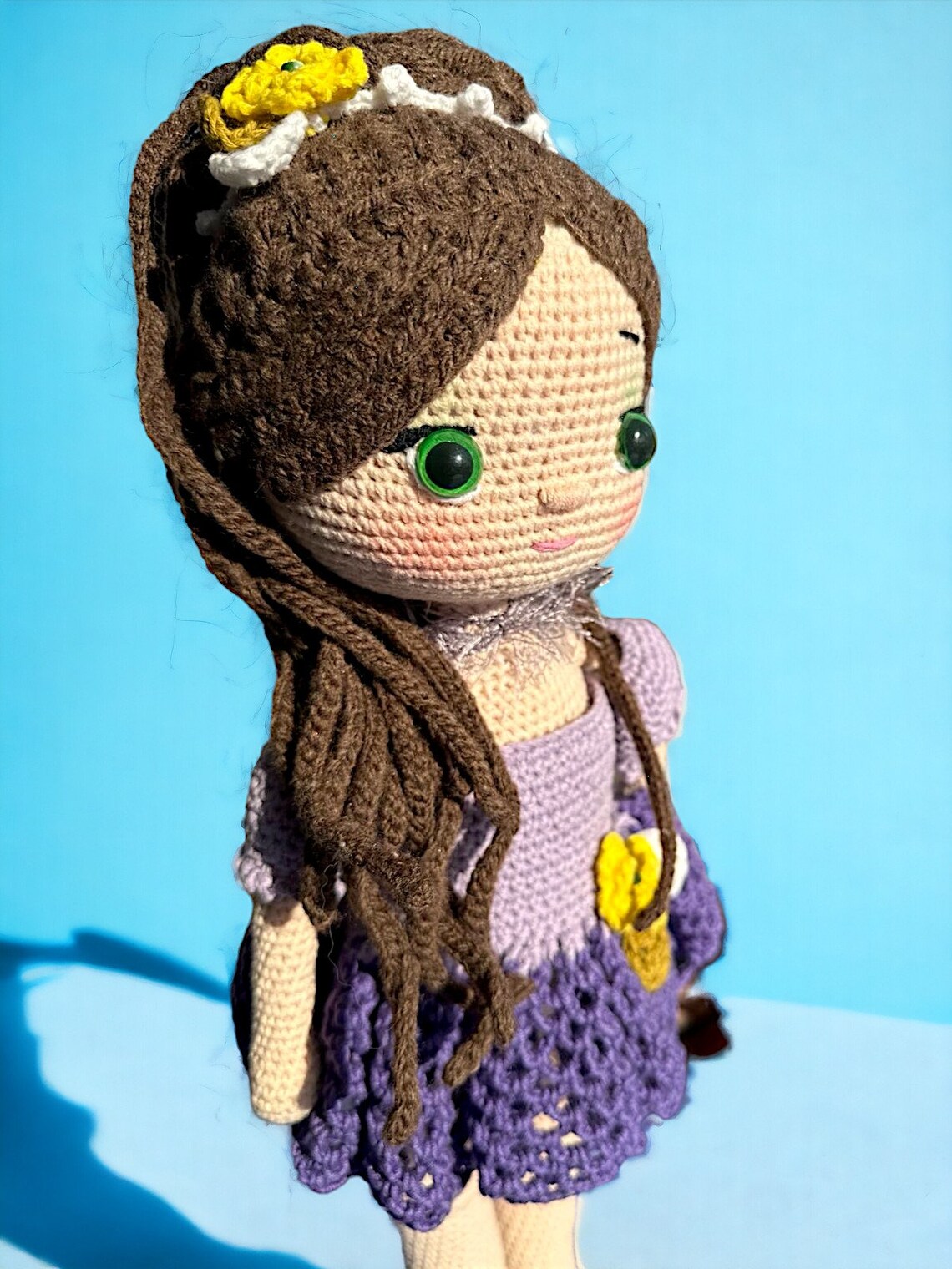 Handcrafted Amigurumi Doll Girl in Lovely Purple Dress, Perfect Gift ...