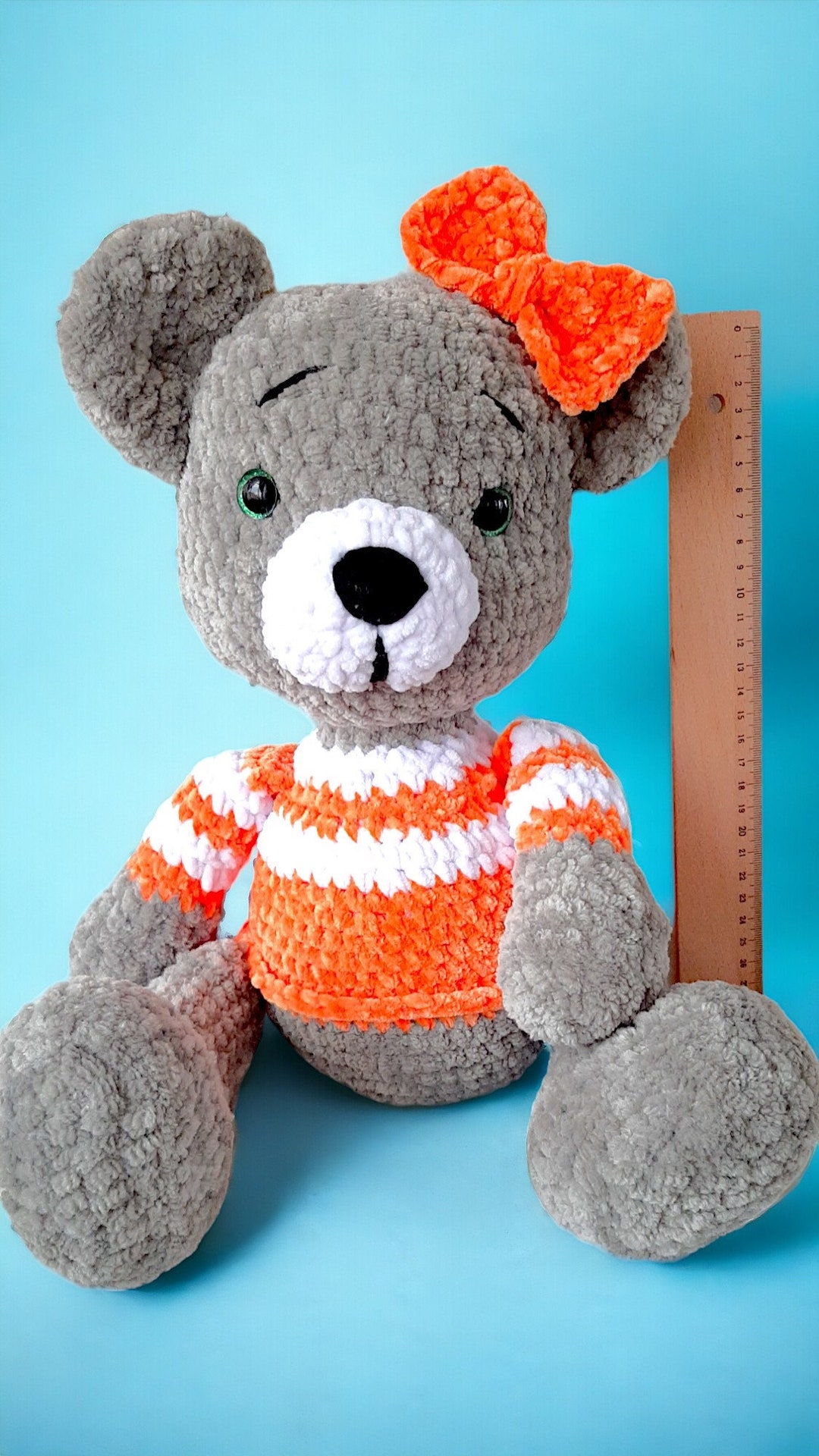 Handmade Crochet Big Velvet Teddy Bear With Customizable Colors, Soft ...