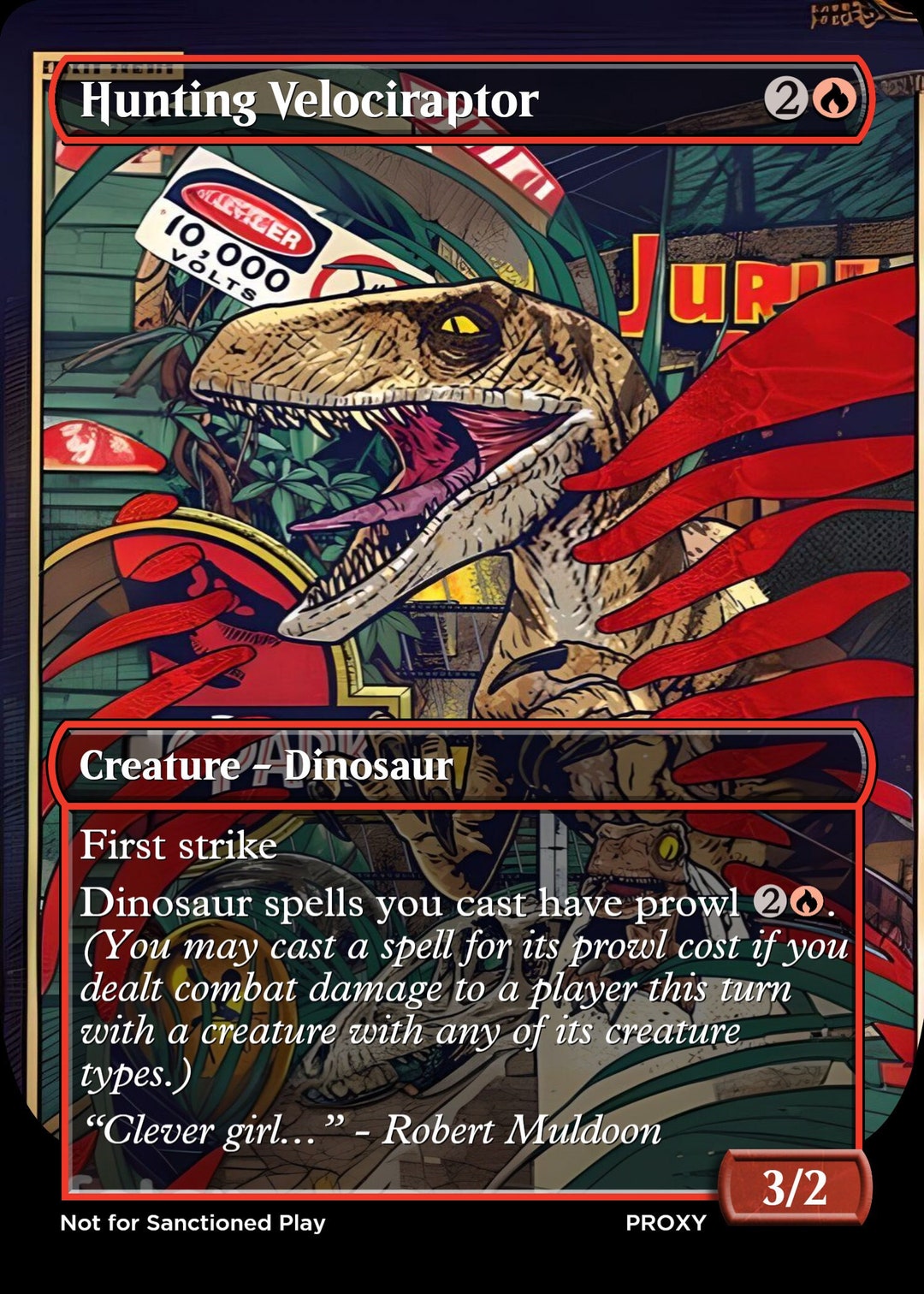 Hunting Velociraptor Creature Dinosaur - MTG PROXY Jurassic Park - Etsy