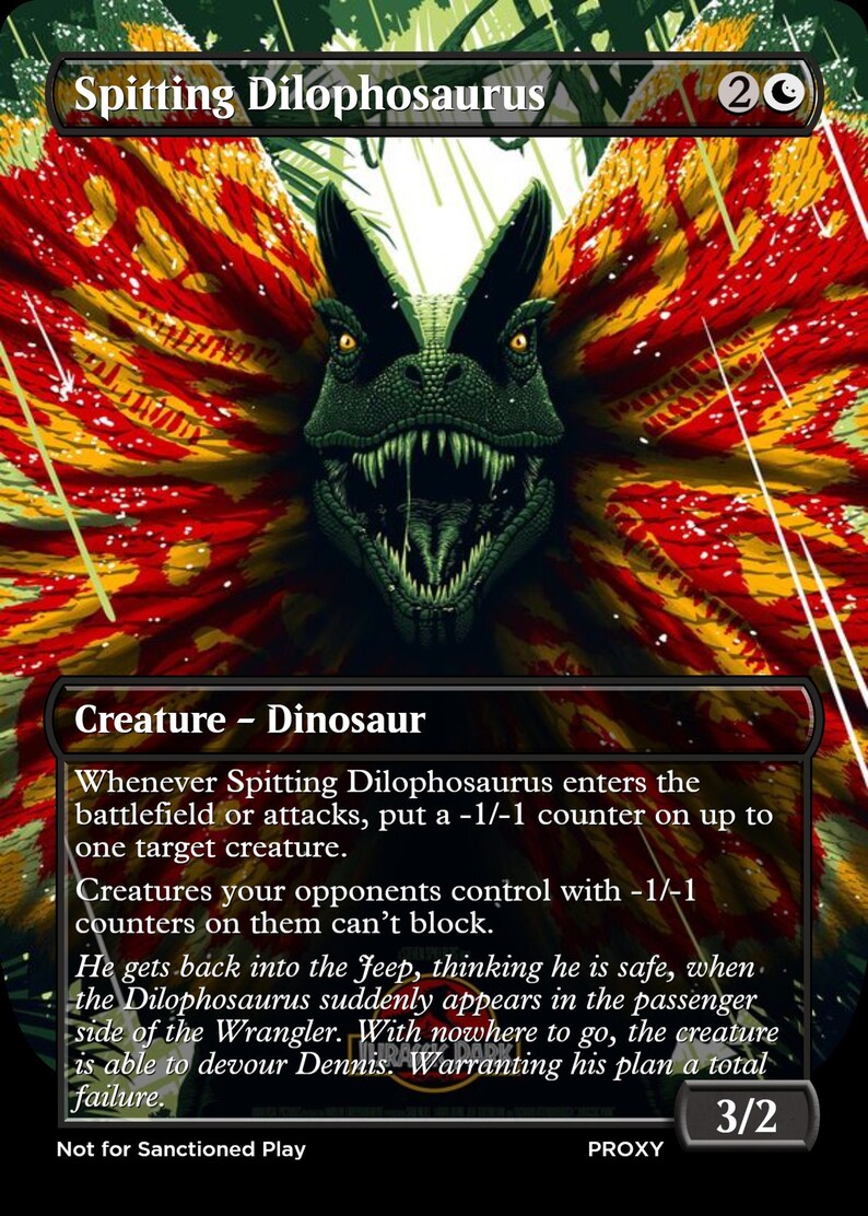 Spitting Dilophosaurus Creature MTG PROXY Jurassic Park - Etsy