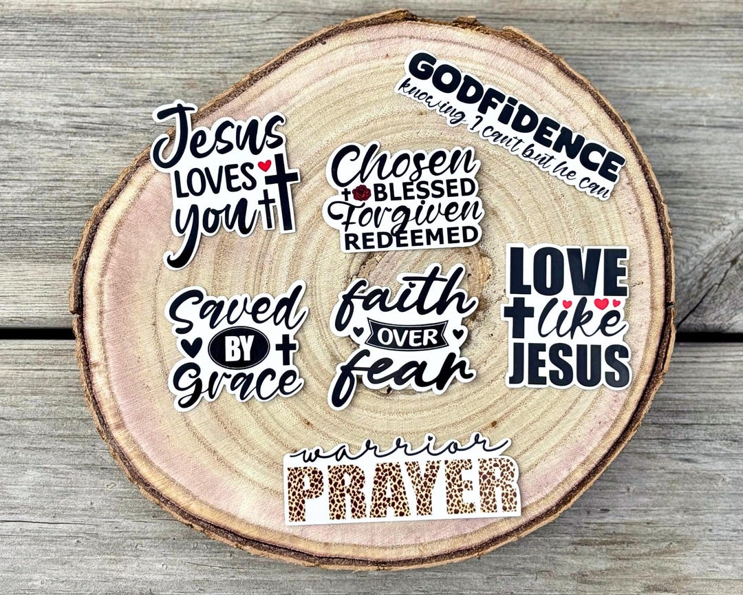 Christian Sticker Pack, 7 Faith Decals, Minimalist Bible Stickers ...