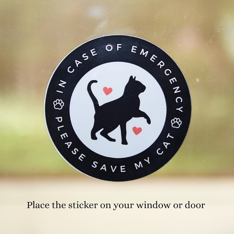 Cat Emergency Door Sticker - Etsy UK