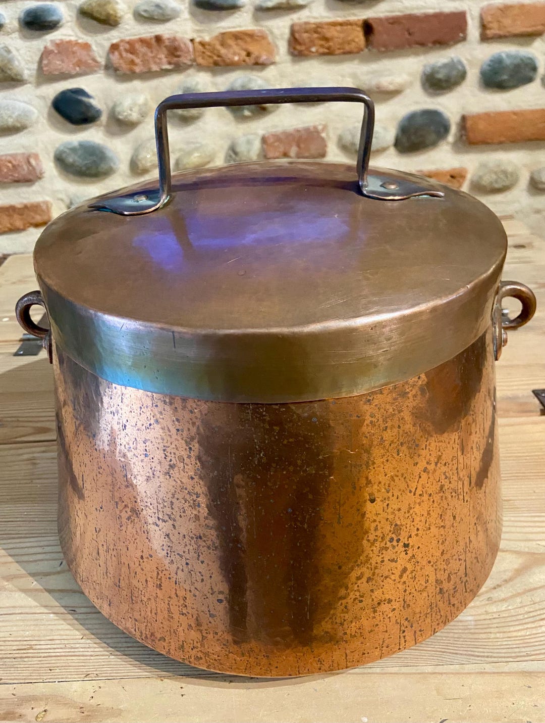 Antique Large Copper Cauldron/pot With Lid, 19th Century - Etsy