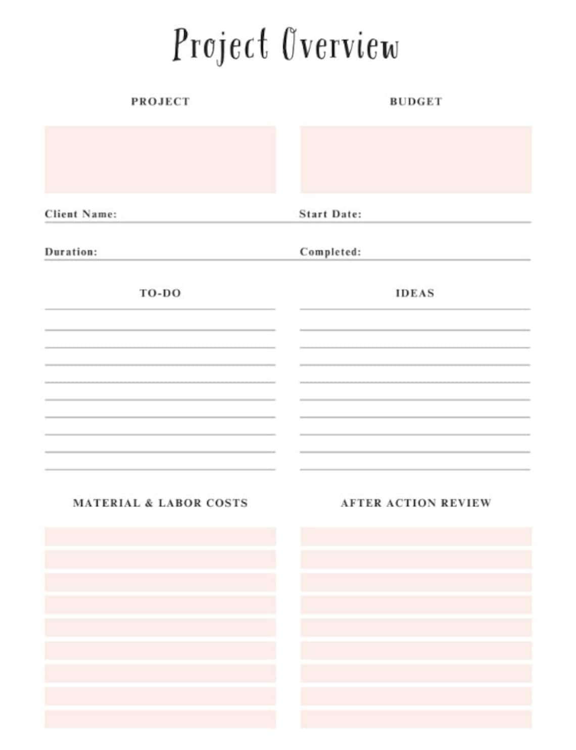 Project Planner Templates - Etsy