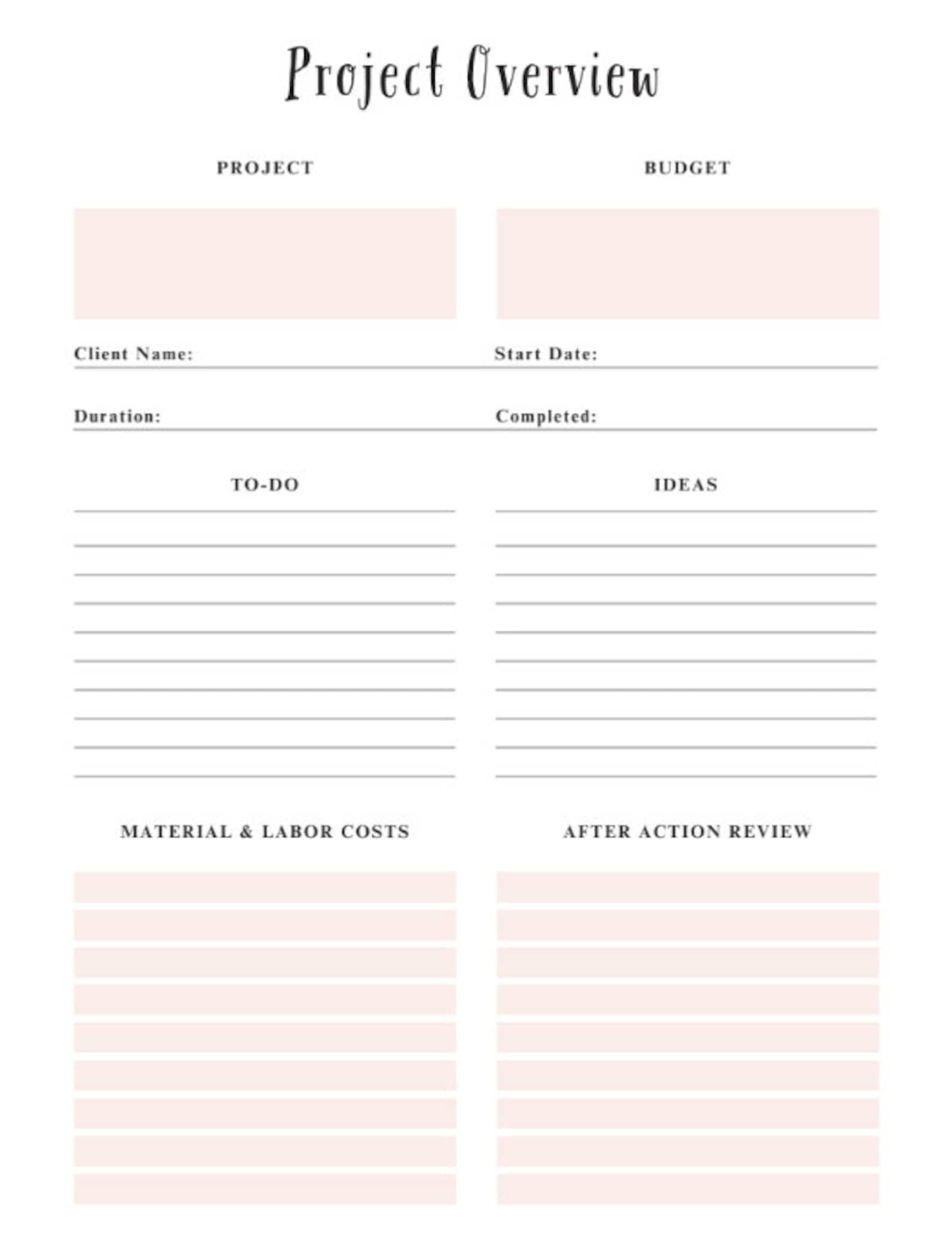Project Planner Templates - Etsy