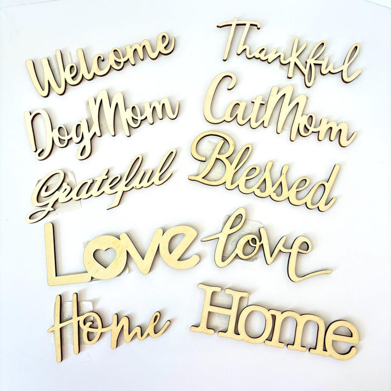 Unfinished Wood Word Cutouts, DIY Home Decor, Wreath or Sign Accent ...