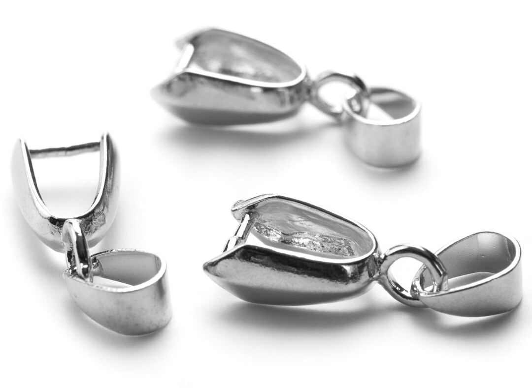Silver Metal Pinch Bail, 3 Pieces, Jewelry Making Finding for Pendants ...