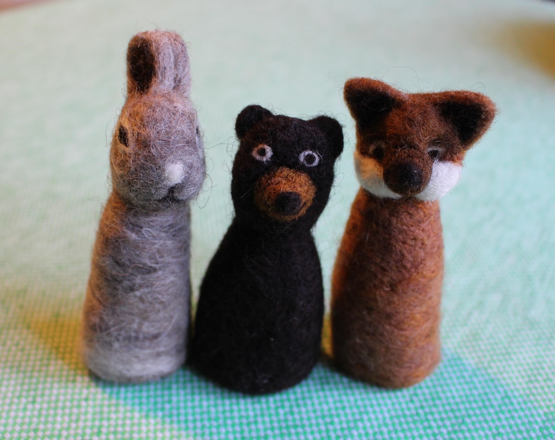 Woodland Friends Animal Finger Puppets - Needle Felted Wool Puppets ...