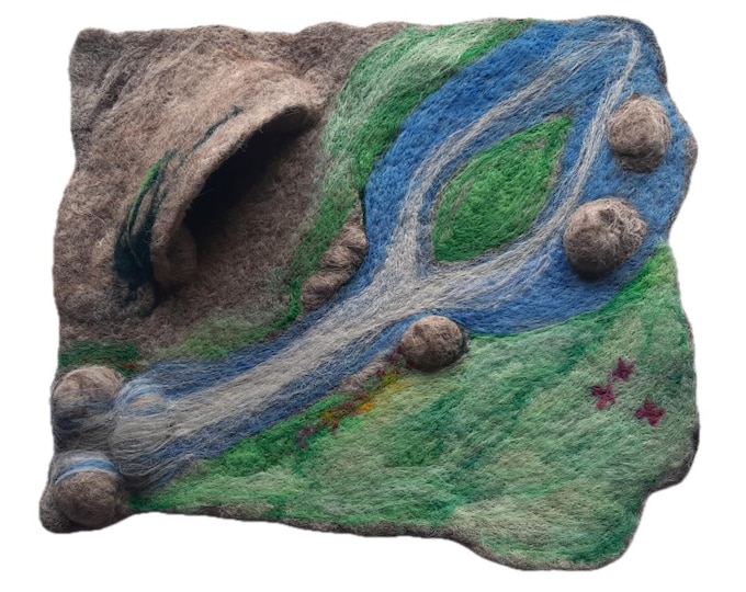Felted Nature Playscape - Wool Play Mat With River and Cave - Waldorf ...