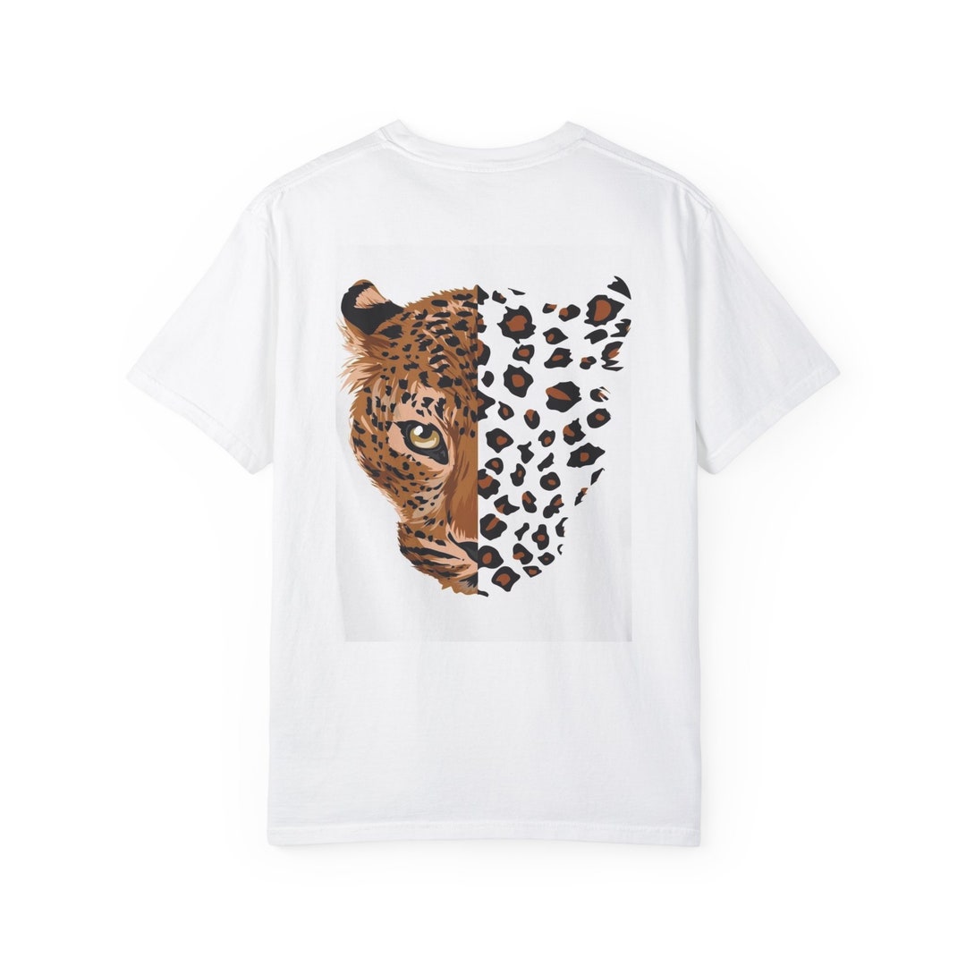 Leopard Head Print T-shirt, Casual Short Sleeve Round Neck Top for ...