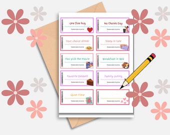 Mother's Day Coupons Mom Gift Printable Vouchers Instant Download Gift ...