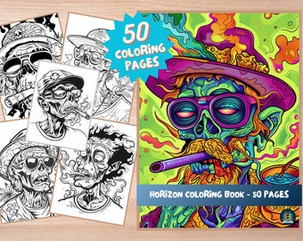 Psychedelic Stoner Coloring Book for Adults, Features 50 Coloring Pages ...