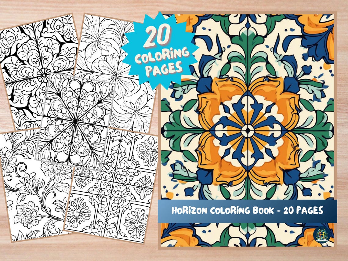 20 Printable Tile Patterns Coloring Book, Tile Pattern Coloring Book ...