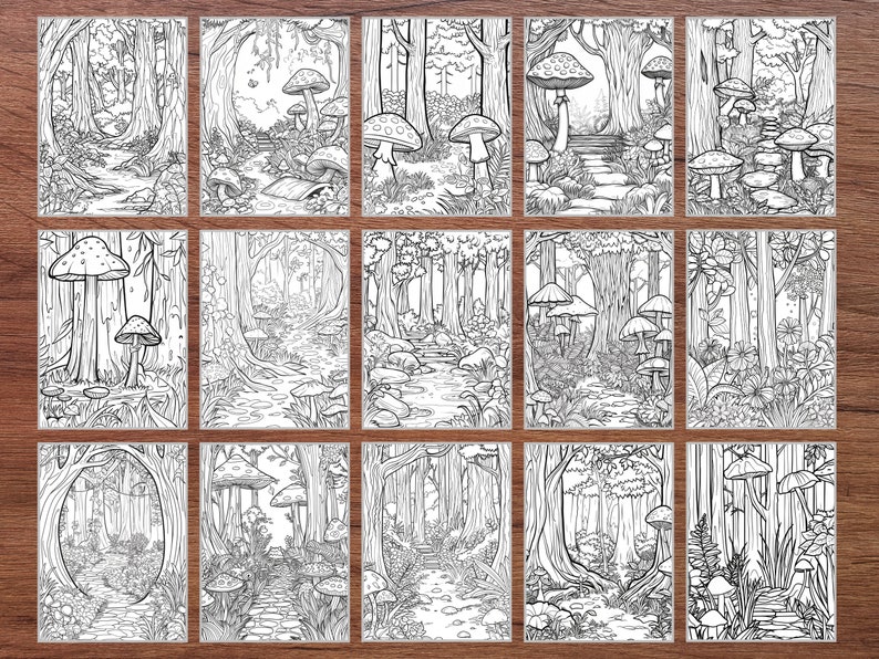 50 Enchanted Forest Coloring Book, Adults Coloring Book, Printable PDF ...