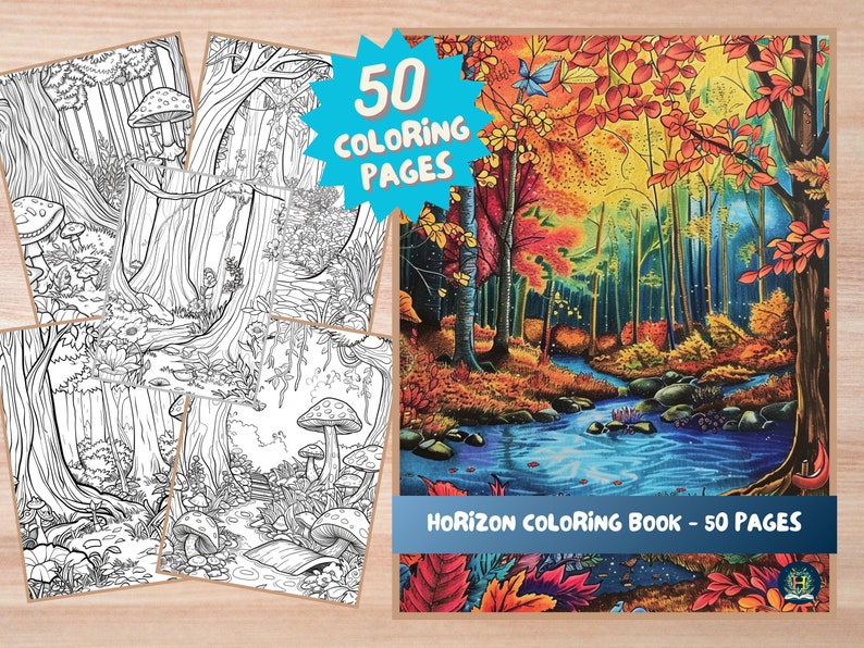 50 Enchanted Forest Coloring Book, Adults Coloring Book, Printable PDF ...