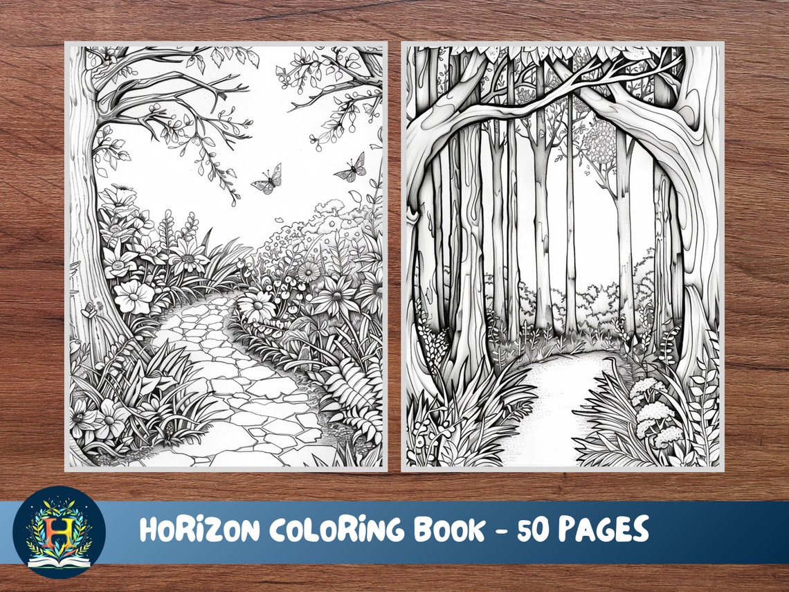50 Enchanted Forest Coloring Book, Adults Coloring Book, Printable PDF ...