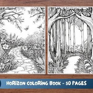 50 Enchanted Forest Coloring Book, Adults Coloring Book, Printable PDF ...