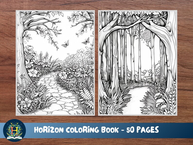 50 Enchanted Forest Coloring Book, Adults Coloring Book, Printable PDF ...