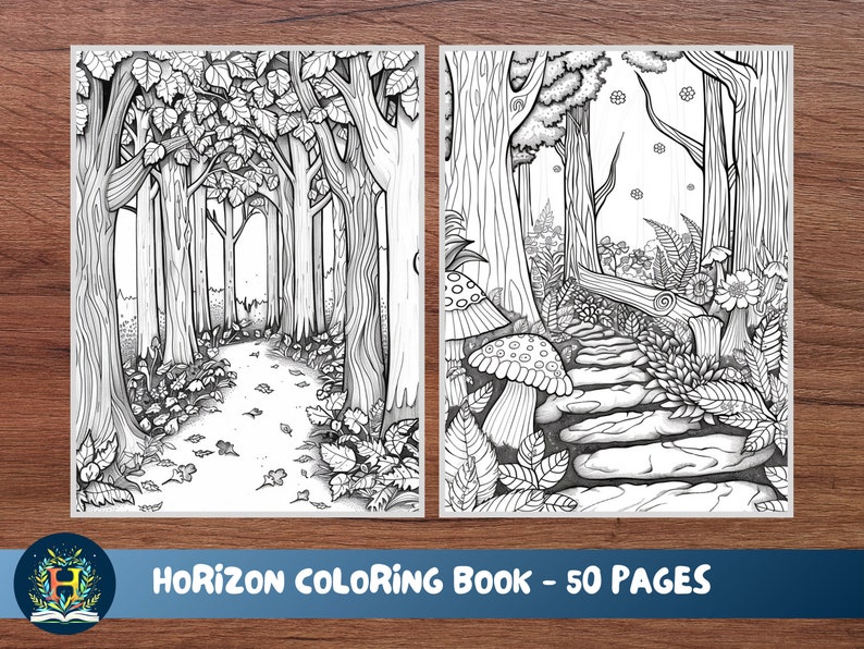 50 Enchanted Forest Coloring Book, Adults Coloring Book, Printable PDF ...
