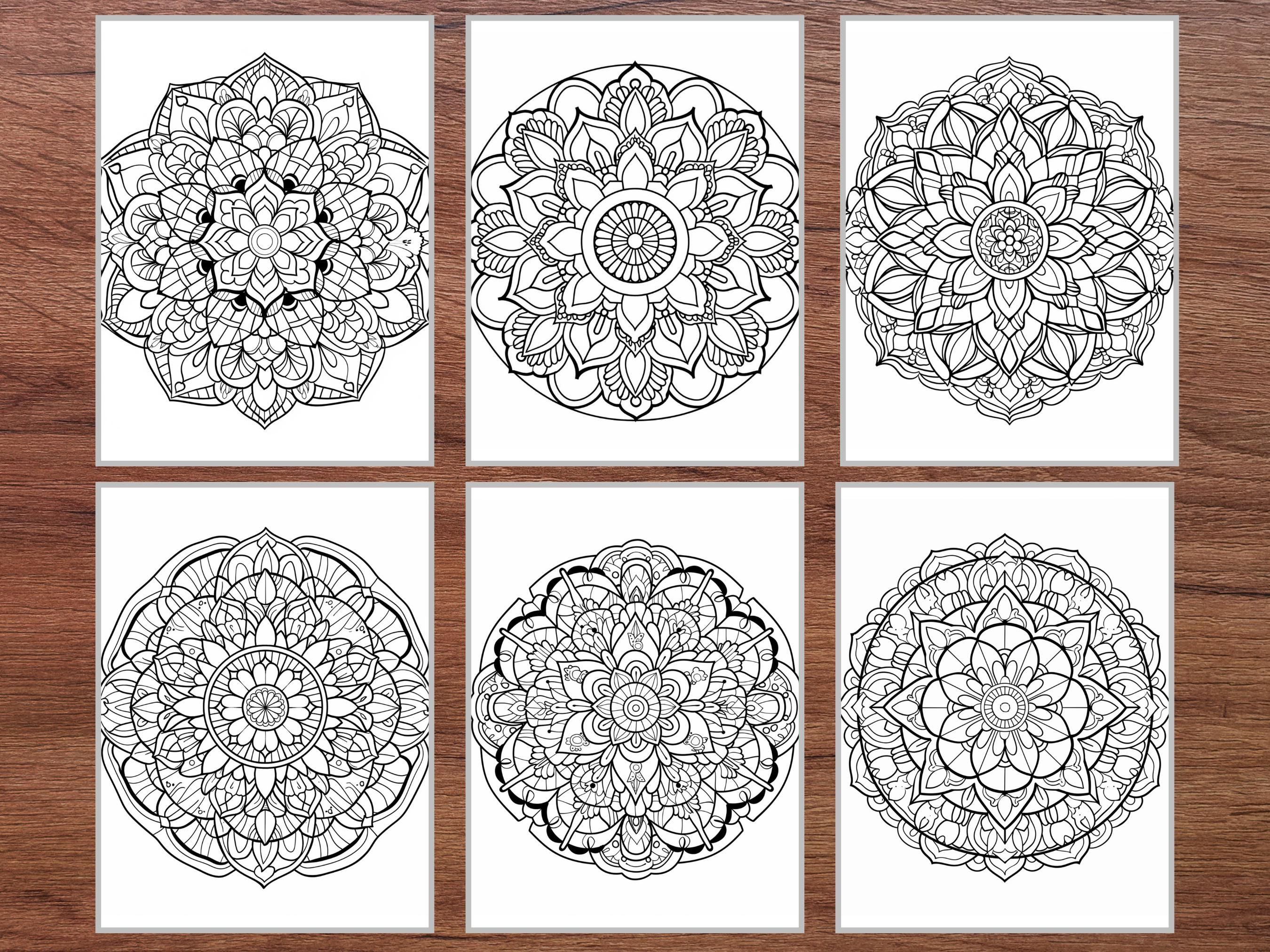 50 Printable Mandala Coloring Sheets, Adults for Coloring Book ...