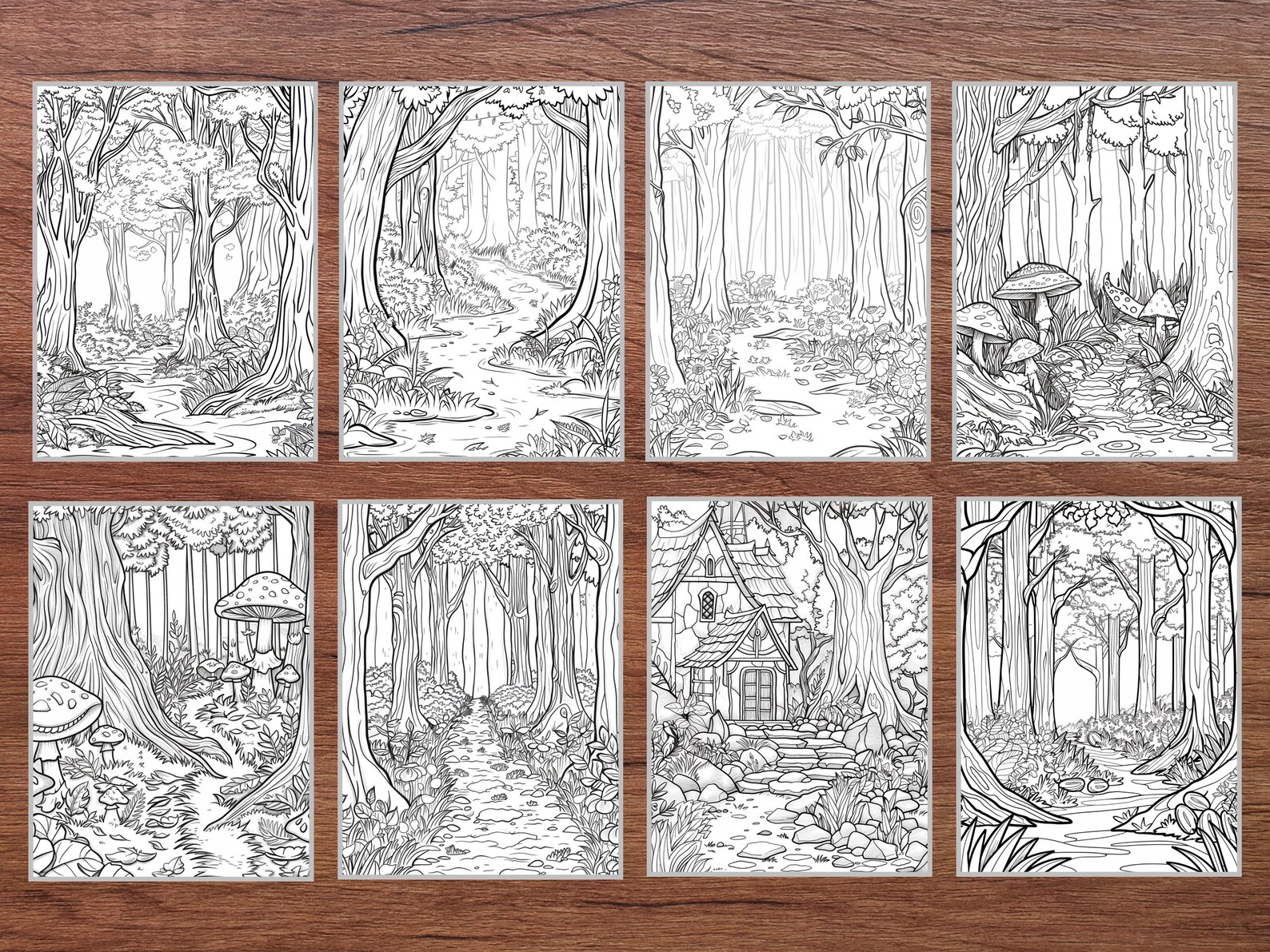50 Enchanted Forest Coloring Book, Adults Coloring Book, Printable PDF ...