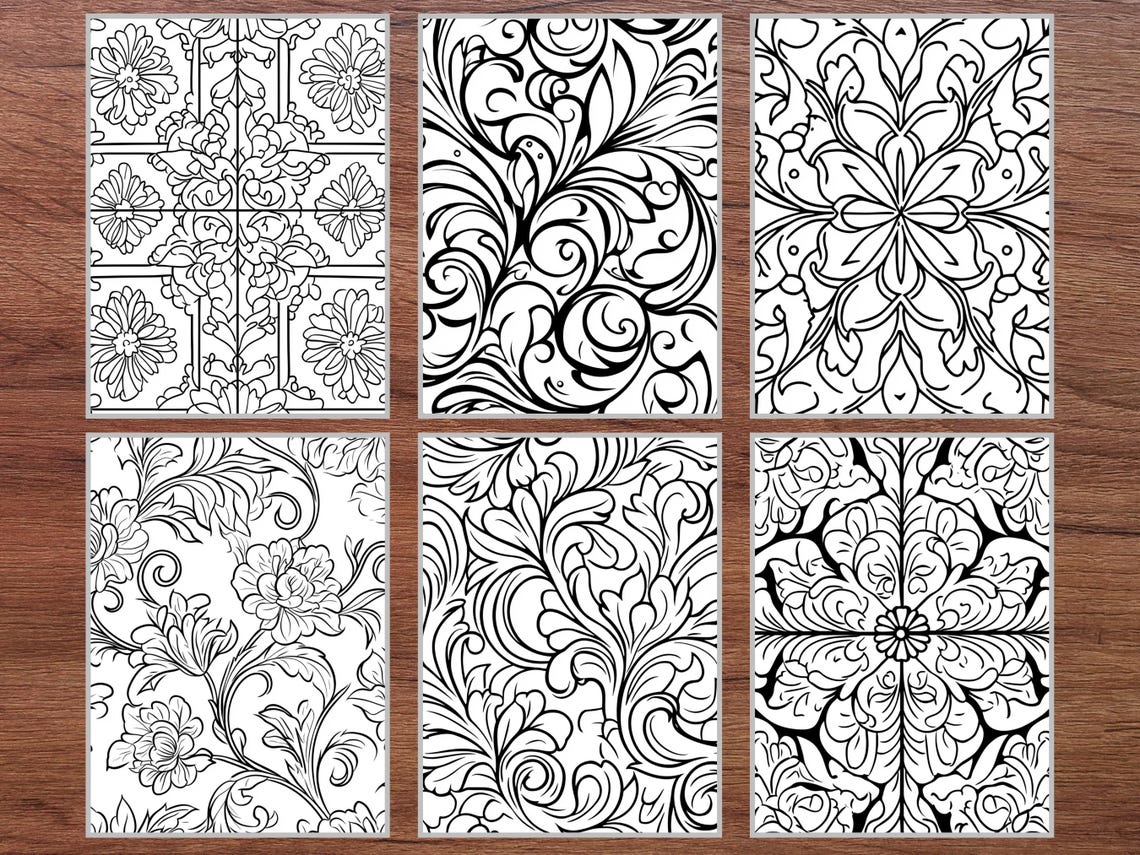 20 Printable Tile Patterns Coloring Book, Tile Pattern Coloring Book ...