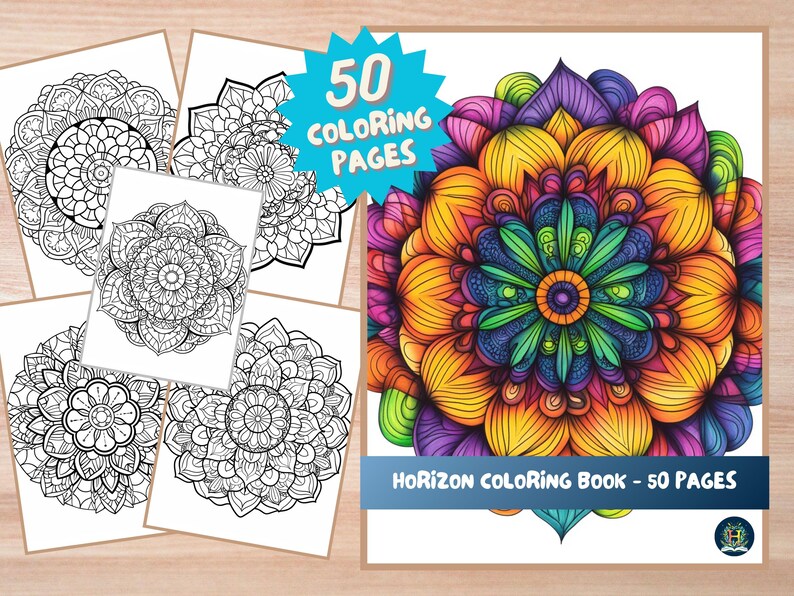50 Printable Mandala Coloring Sheets, Adults for Coloring Book ...