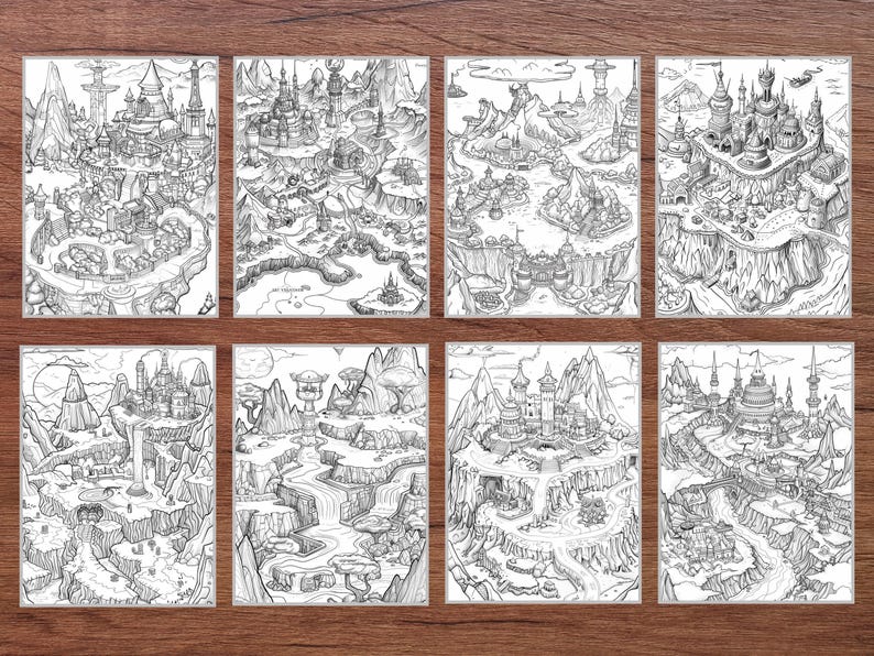 Fantasy Map Coloring Book for Adults and Kids, Printable Fantasy ...
