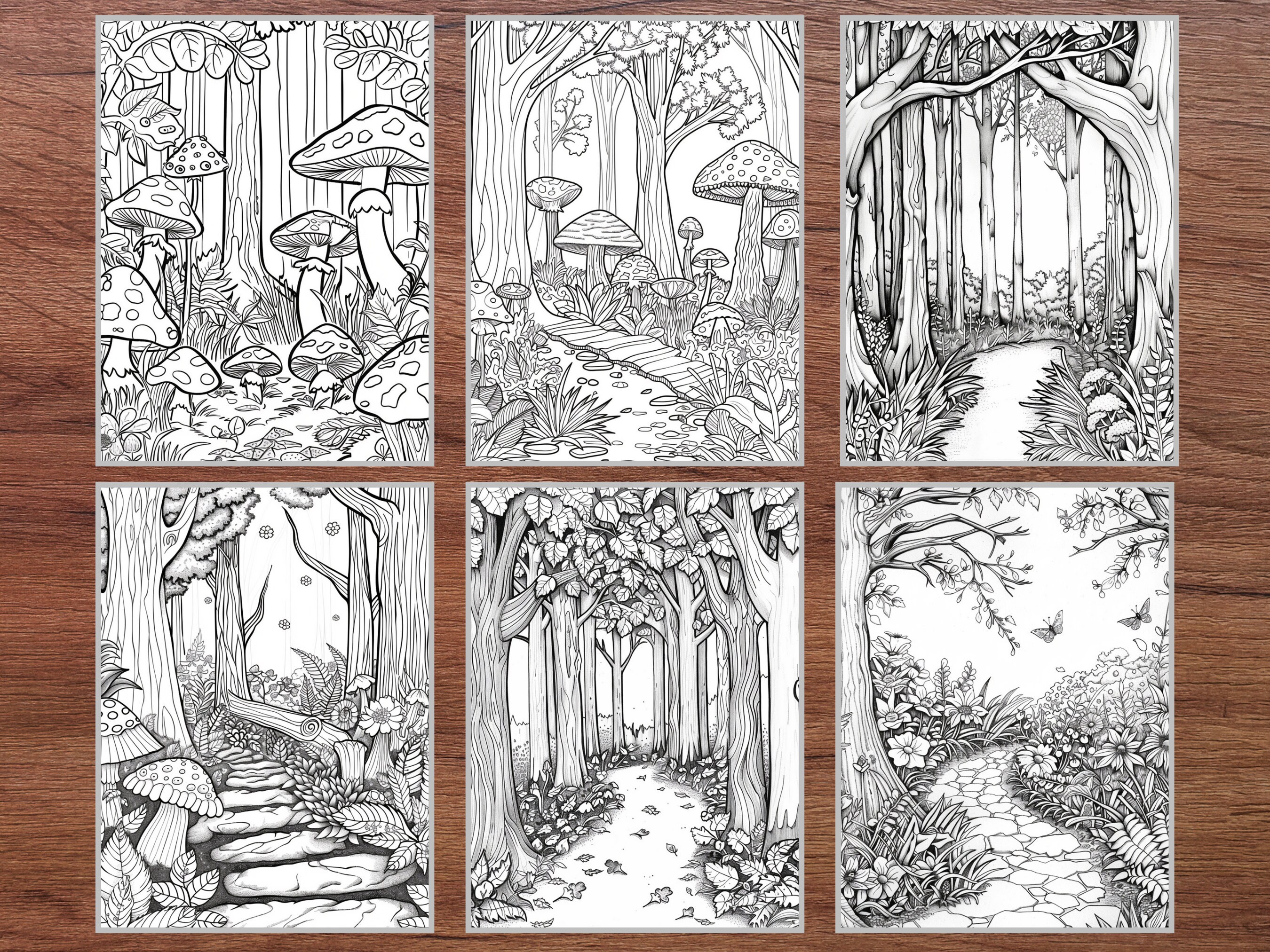 50 Enchanted Forest Coloring Book, Adults Coloring Book, Printable PDF ...