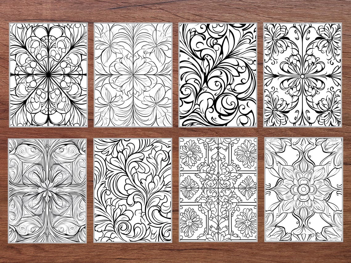 20 Printable Tile Patterns Coloring Book, Tile Pattern Coloring Book ...