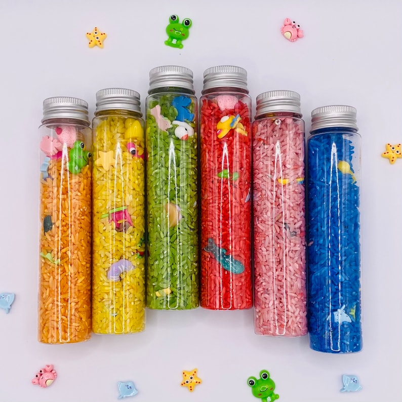 Travel Shake and Find Toys for Kids, Rice Hidden Charms Jar, Mini I Spy ...