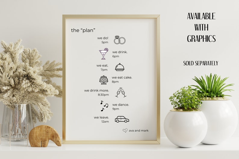 Wedding Schedule Sign Template, Wedding Order of Events Template ...
