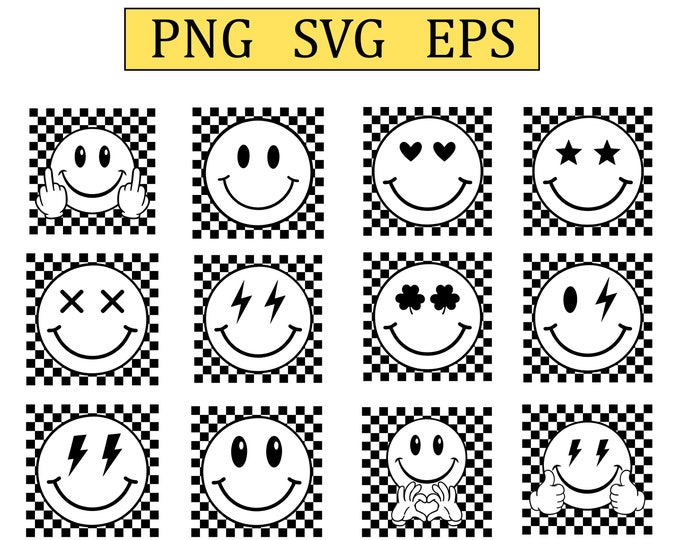 Smiley Face / Svg Png Dxf Jpg Eps File Bundle for Plotter / XX Eyes ...