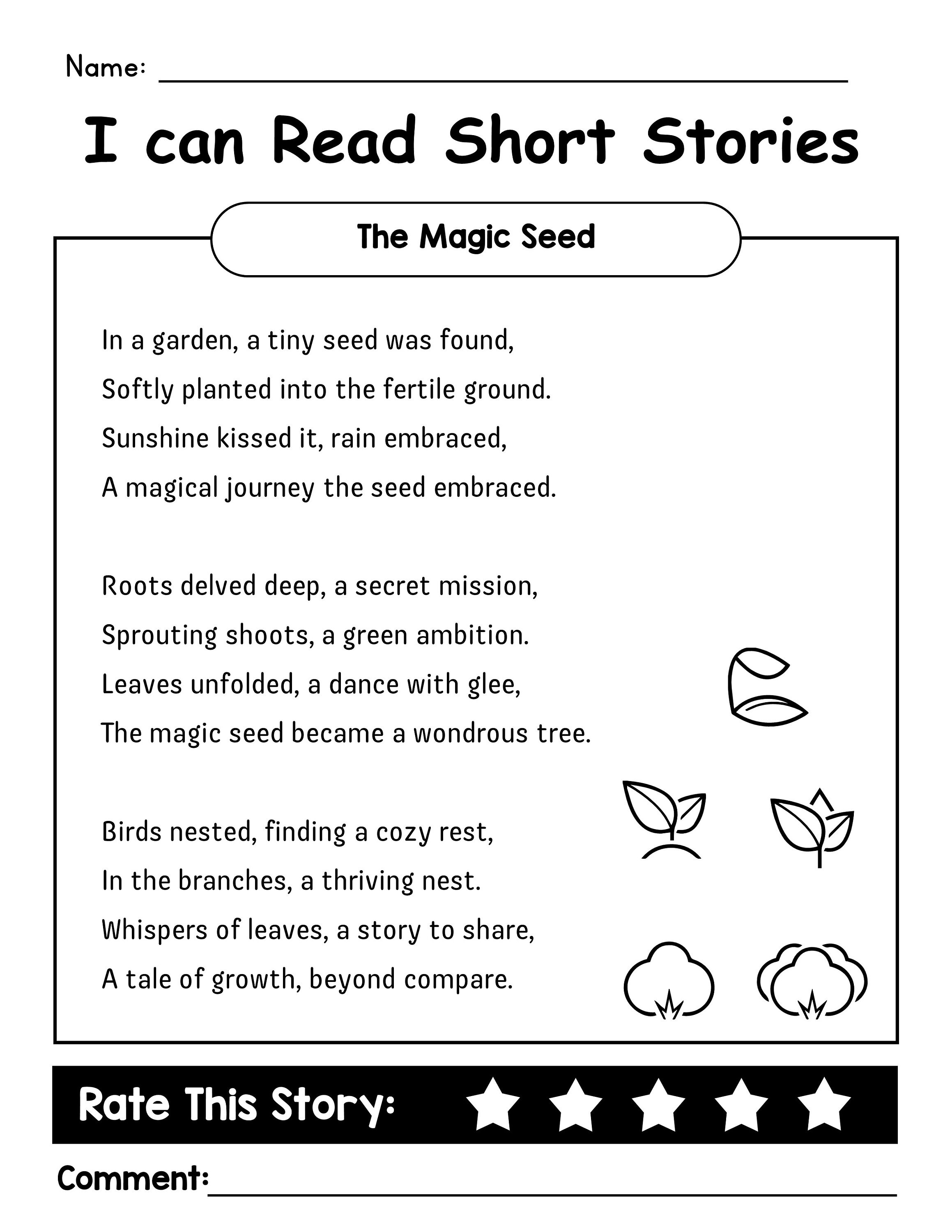 Reading Comprehension Printable Kindergarten First to Five Grade ...