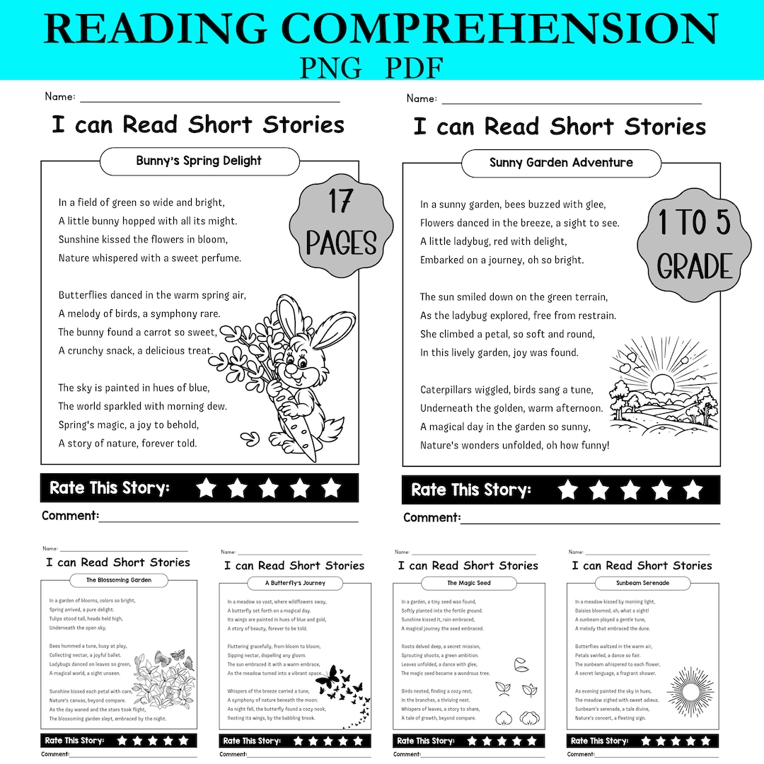 Reading Comprehension Printable Kindergarten First to Five Grade ...